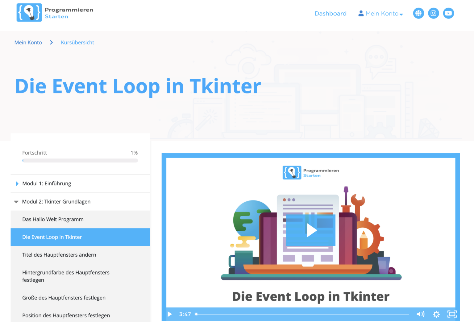 Python Tkinter GUI Komplettkurs - über 10 Stunden Videomaterial